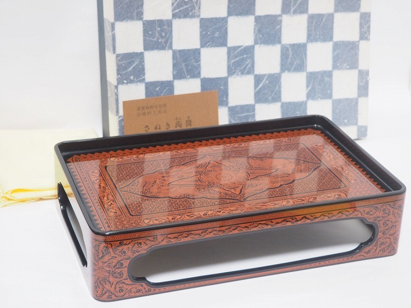 Yahoo!オークション - C0315 讃岐漆器 蒟塗 屠蘇台 化粧箱付 神具 酒器...