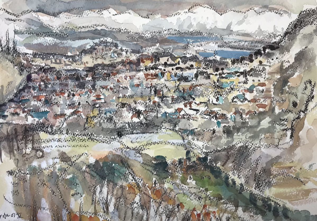 Yahoo!オークション - F41 木村真佐美 紙油彩「ソウルの丘」1969年制...