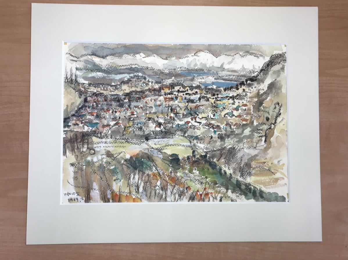 Yahoo!オークション - F41 木村真佐美 紙油彩「ソウルの丘」1969年制...