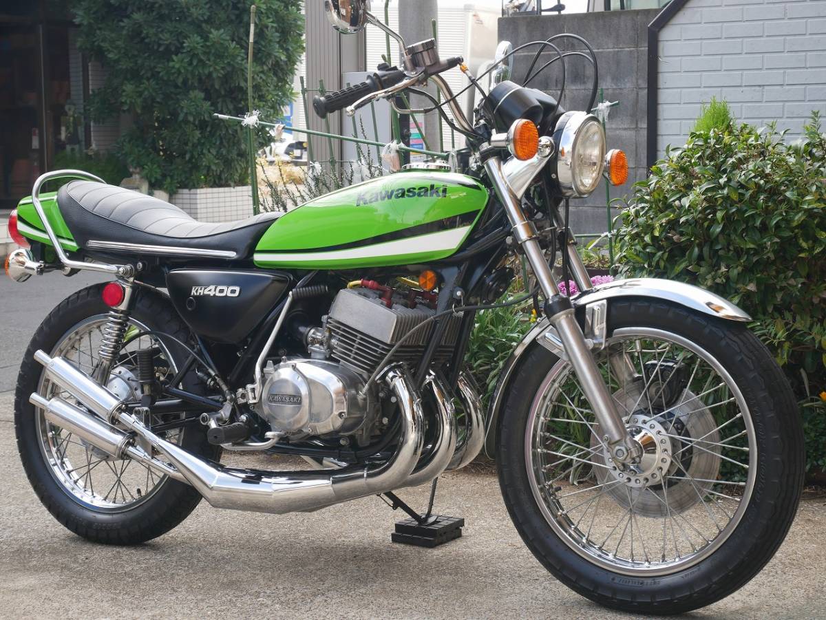 Yahoo!オークション - kawasaki KH400 S3F- カスタム ライムグリーン ...