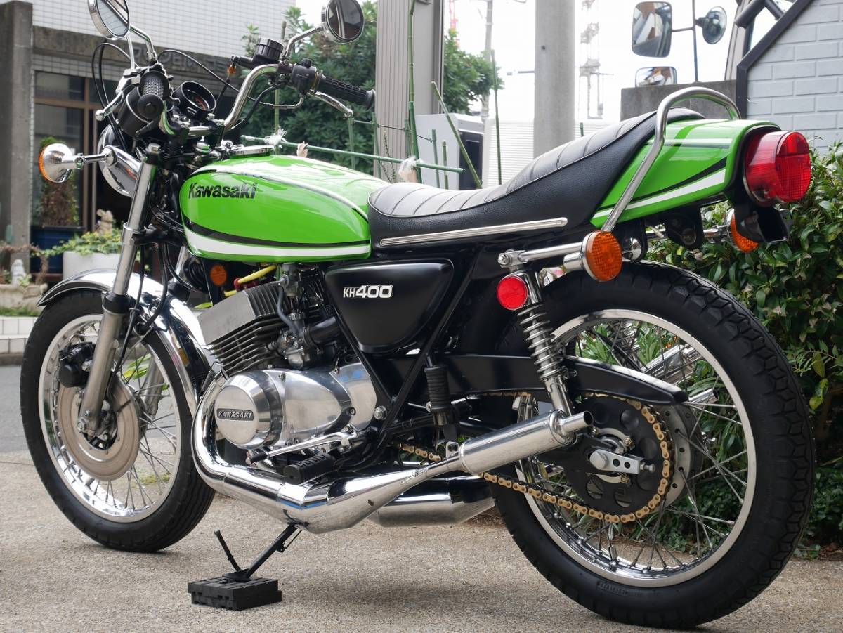 Yahoo!オークション - kawasaki KH400 S3F- カスタム ライムグリーン ...