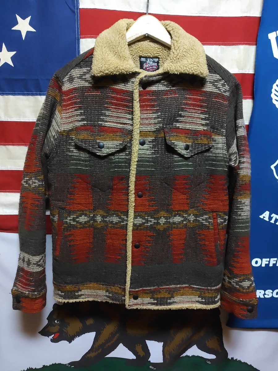 レア Johnson Woolen Mills シェルパジャケット ネイティブ柄 Msize USA製(Mサイズ)｜売買されたオークション情報、yahooの商品情報をアーカイブ公開 ...