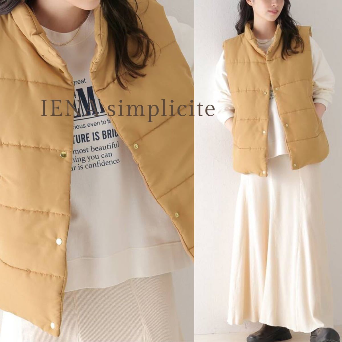 Yahoo!オークション - 22AW 撥水機能 大人可愛い 中綿 ダウンベスト イ...