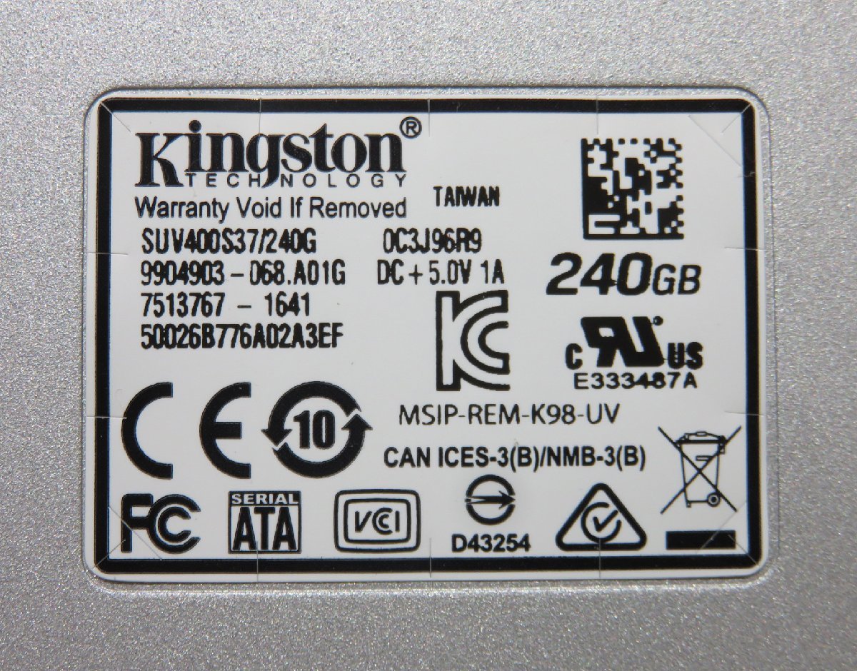 Yahoo!オークション - ≪中古品≫SSD Kingston SUV400 240G 2台[t231...