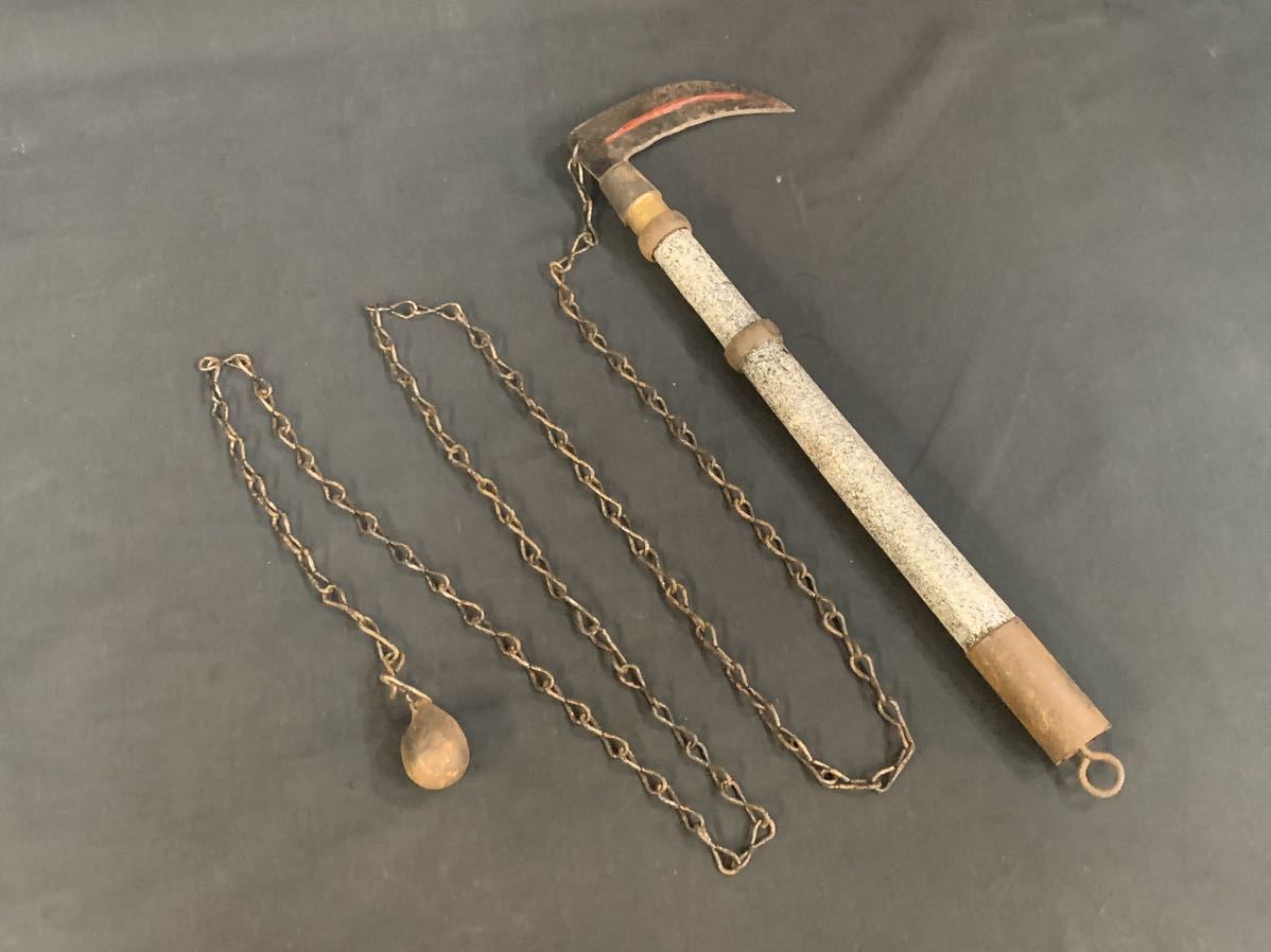 Yahoo!オークション - 鵲26a） 時代 鎖鎌 螺鈿 忍具 鎖 （0406R0503294...