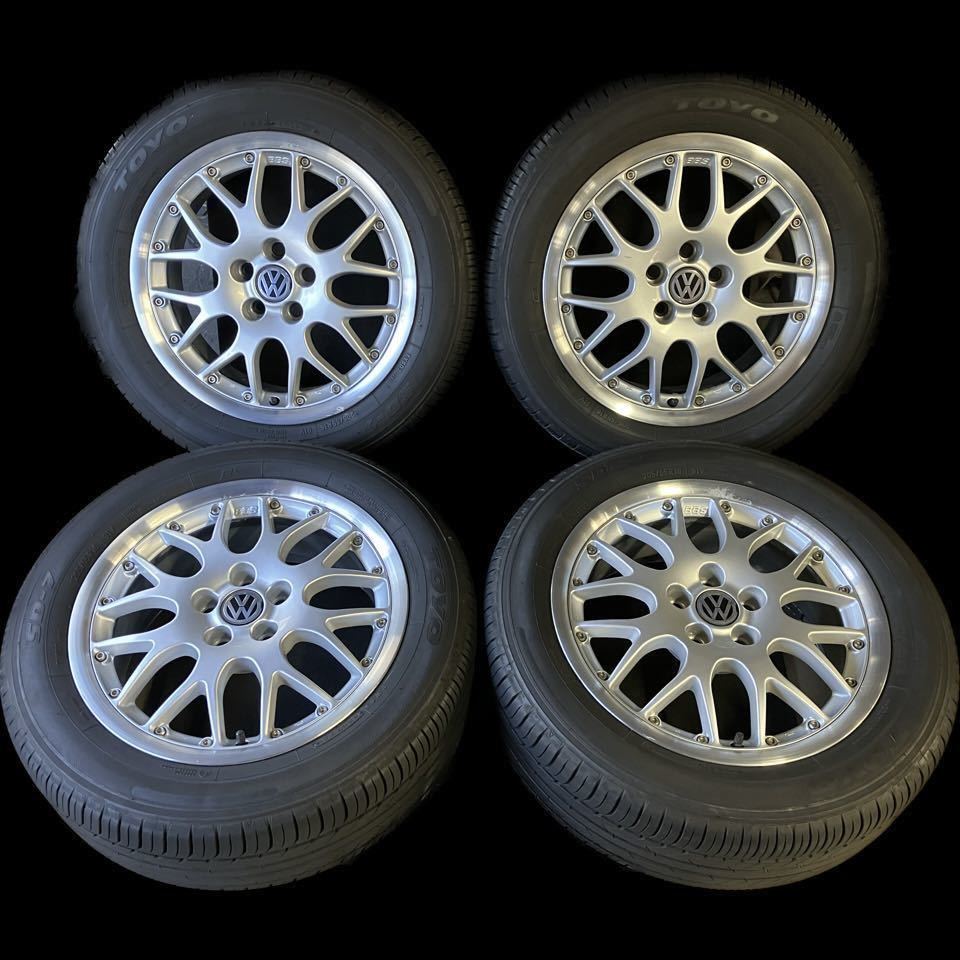 2021年製TOYO付 VW BBS 205/55R16 6.5J+42 5穴 PCD100 ハブ57 球面 M14 純正 16インチ アルミ ホイール 5Hピッチ100 RS771 ゴルフ ...