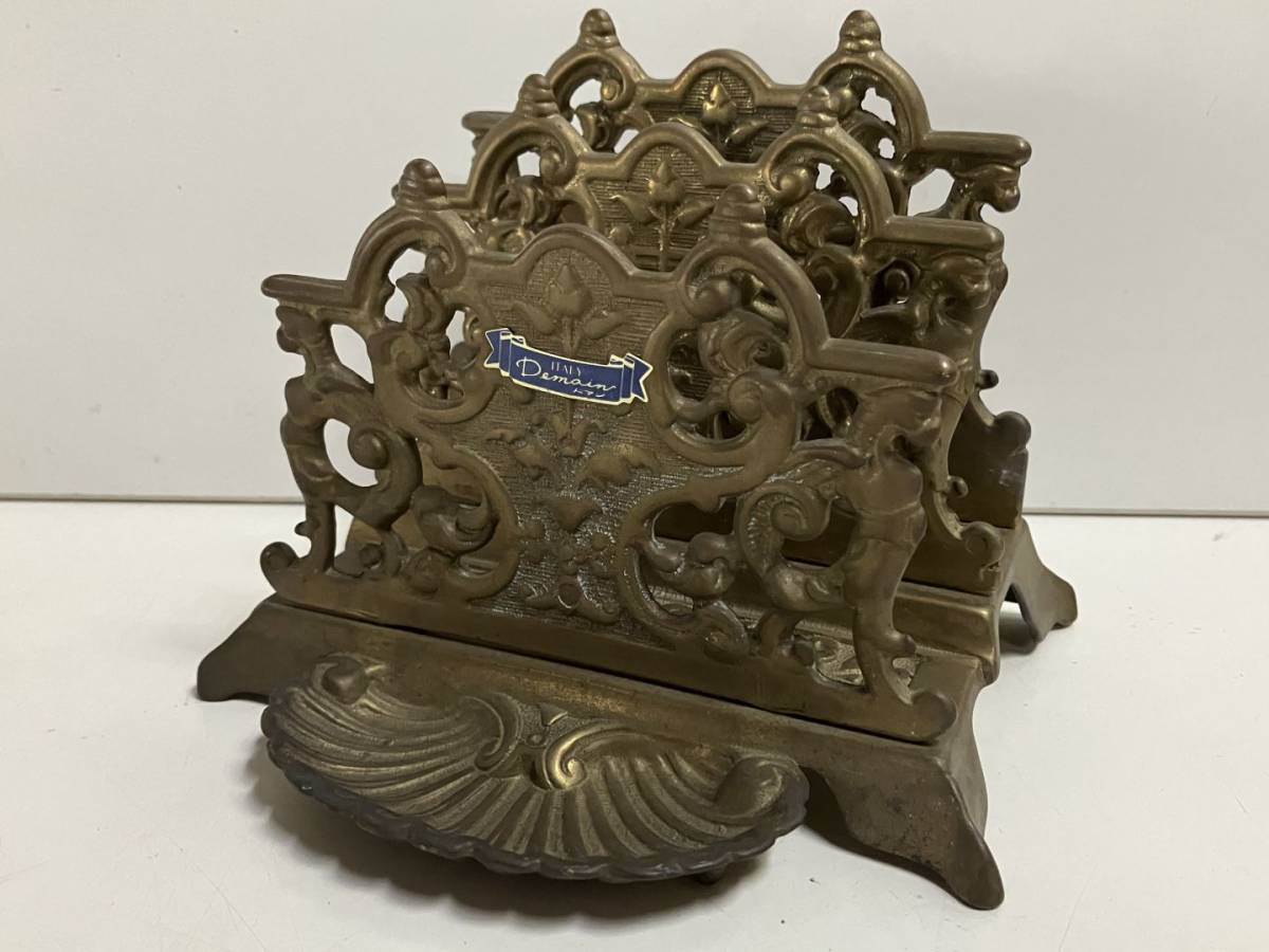 日本代購代標第一品牌【樂淘letao】－⑳u961 Demain ドマン ブックスタンド マガジンラック 小物入れ アクセサリー ケース 真鍮 イタリア製 アンティーク インテリア