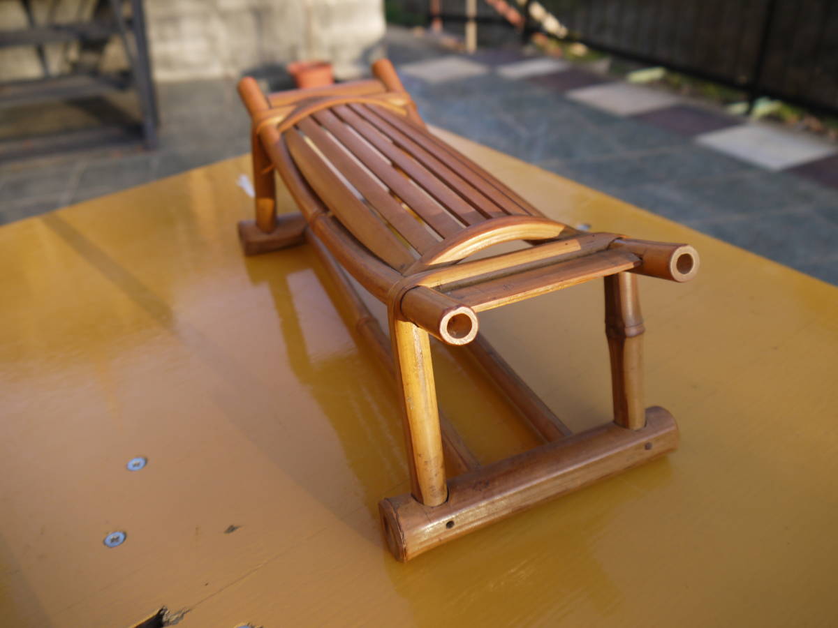 Yahoo!オークション - 【H11219】竹製 脇息 肘掛け 肘置き 古民具 ひじ...