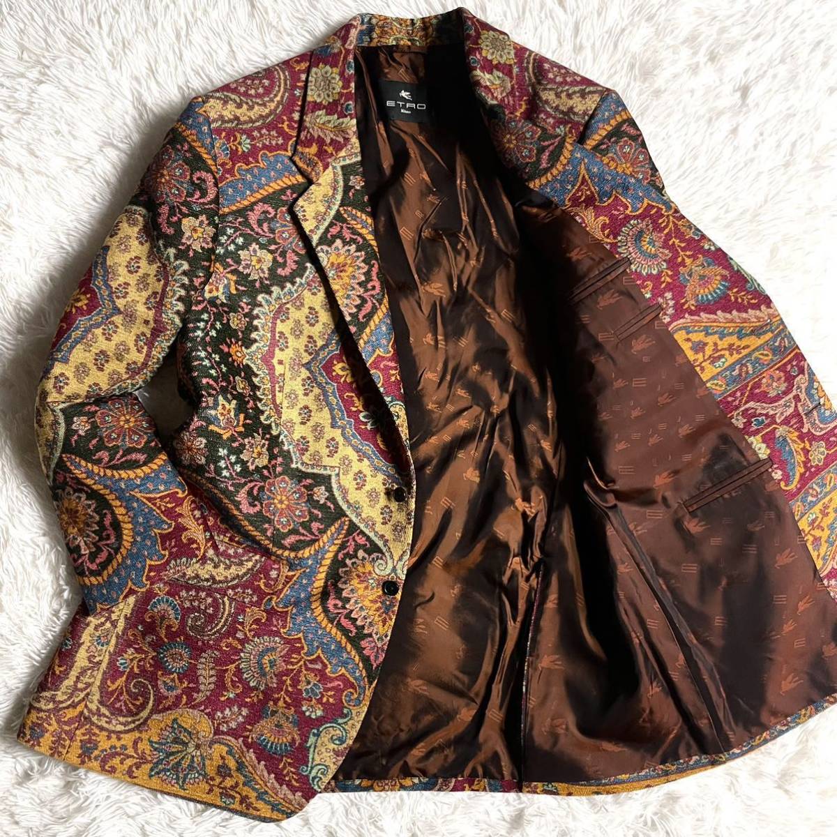 日本代購代標第一品牌【樂淘letao】－現行/希少L!! エトロ《幻の最高傑作》ETRO テーラードジャケット ペイズリー柄 マルチカラー ペガサス メタルボタン 高級 存在感