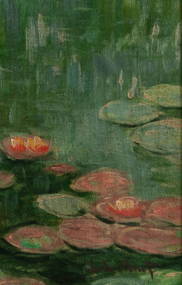 Yahoo!オークション - 【作者不明】油彩 手描き『睡蓮』表サイン 鑑定...