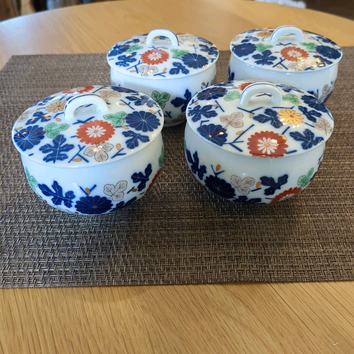 Yahoo!オークション - wasabi a048 香蘭社 染錦菊文 有田焼 蓋つき湯呑...