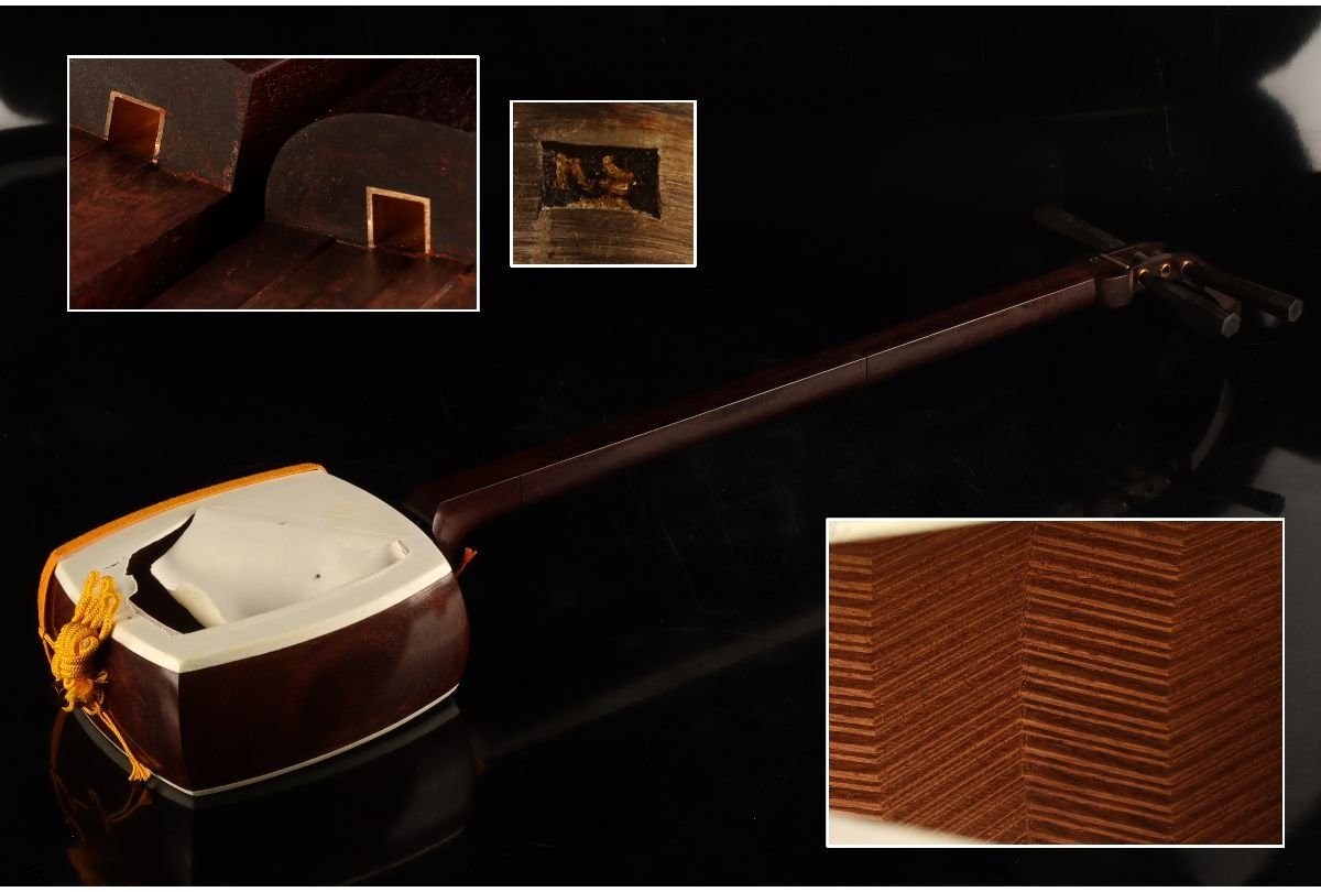 Yahoo!オークション - [URA]子持ち綾杉胴金細中棹三味線/K9刻印有/ケー...