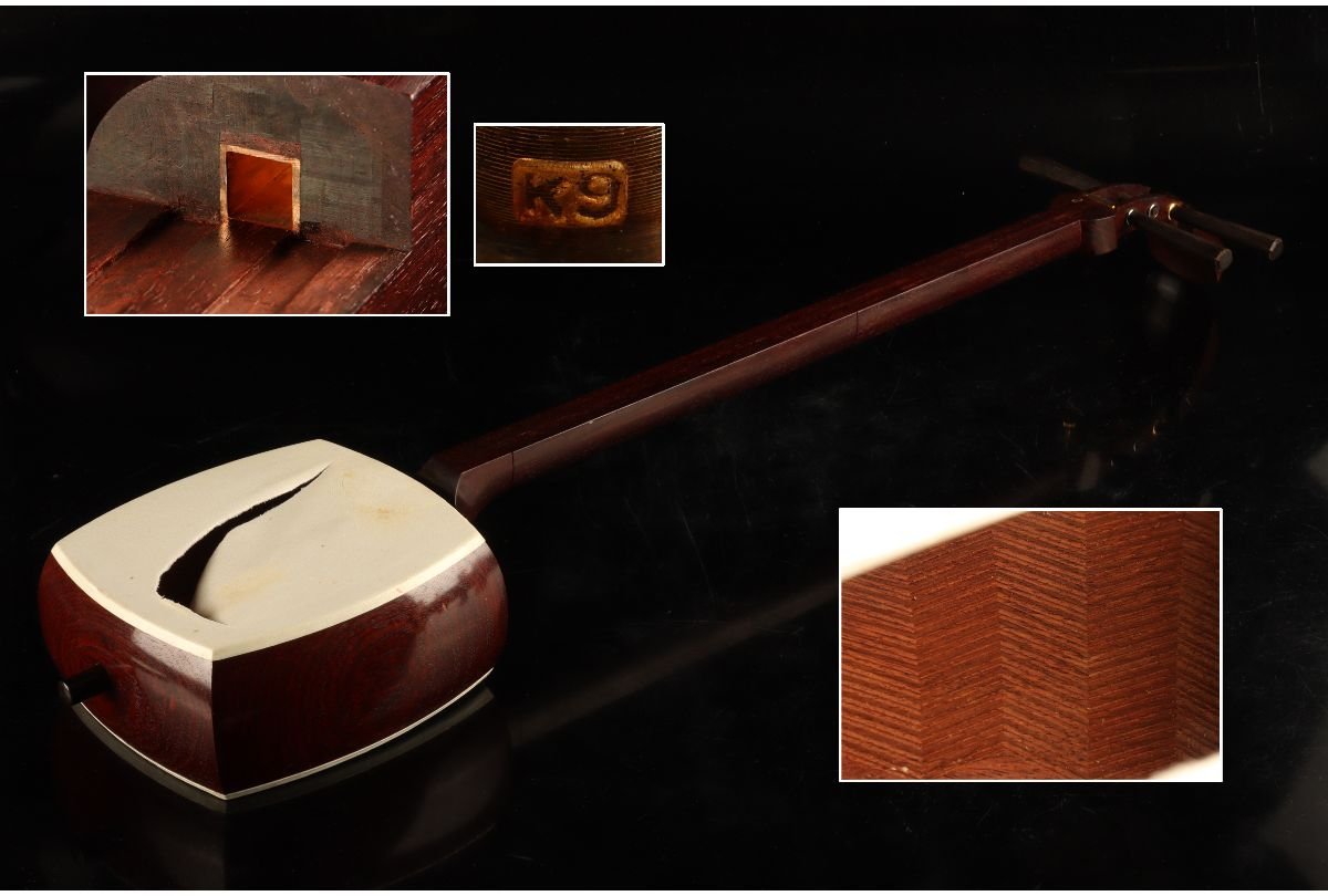 Yahoo!オークション - [URA]子持ち綾杉胴金細中棹三味線/K9刻印有/4-12...