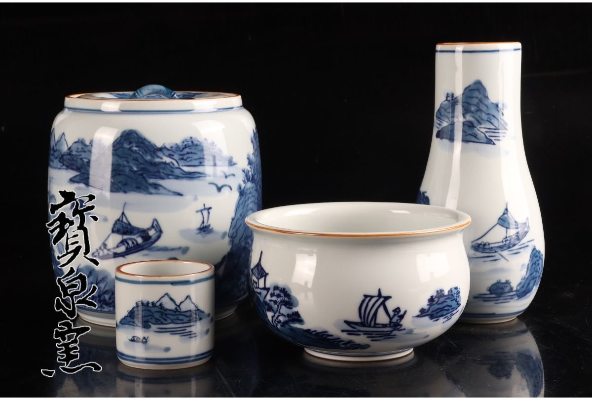 URA 寶泉窯/柴田好寛/染付山水皆具/共箱/4-12-183 検索 骨董/京焼/清水焼/水指/水差/建水/花入/蓋置/茶道具/水器(水指)｜売買されたオークション情報、yahooの商品情報を ...