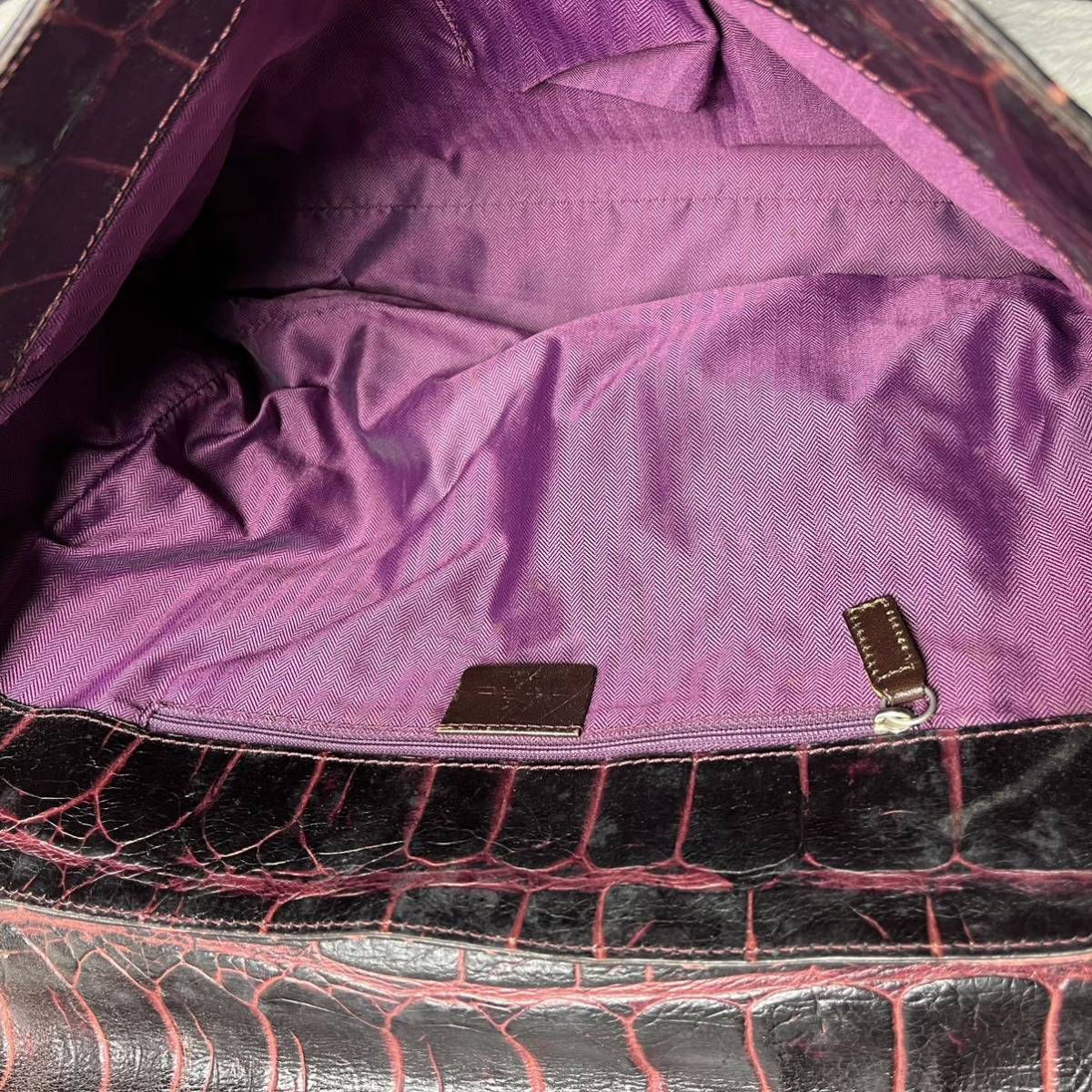 日本代購代標第一品牌【樂淘letao】－1円【唯一無二の逸品】ETRO エトロ メッセンジャーバッグ クロコ型押し ショルダー レザー ブラウン系 斜めがけ メンズ A4 ロゴ ビジネス