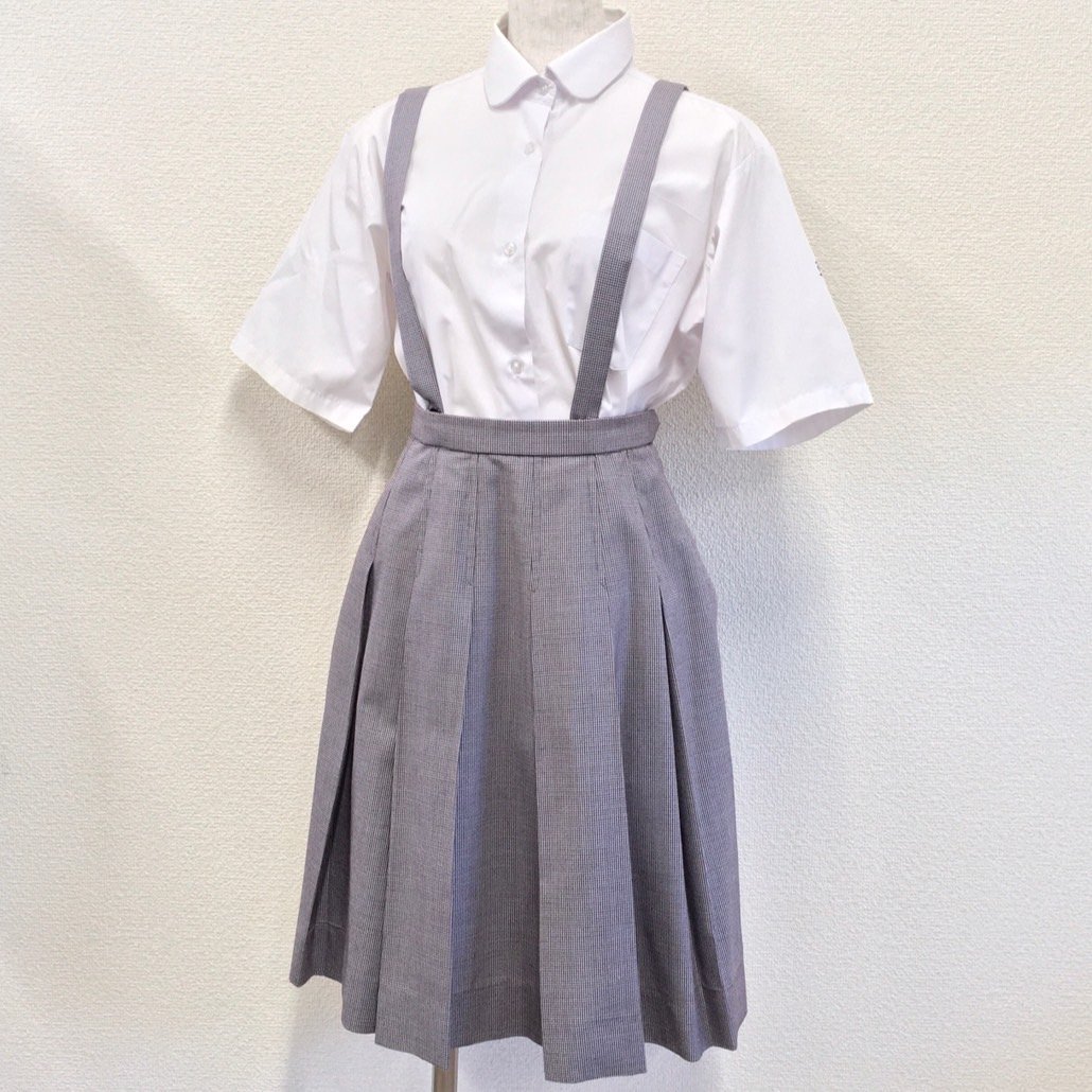 A399/T365 栃木県 宇都宮市立横川中学校 女子制服2点 /165/W63/丈56/吊りスカート/ブラウス/THREE LINE/夏用/夏服/千鳥柄/卒業生品(学生服)｜売買された ...