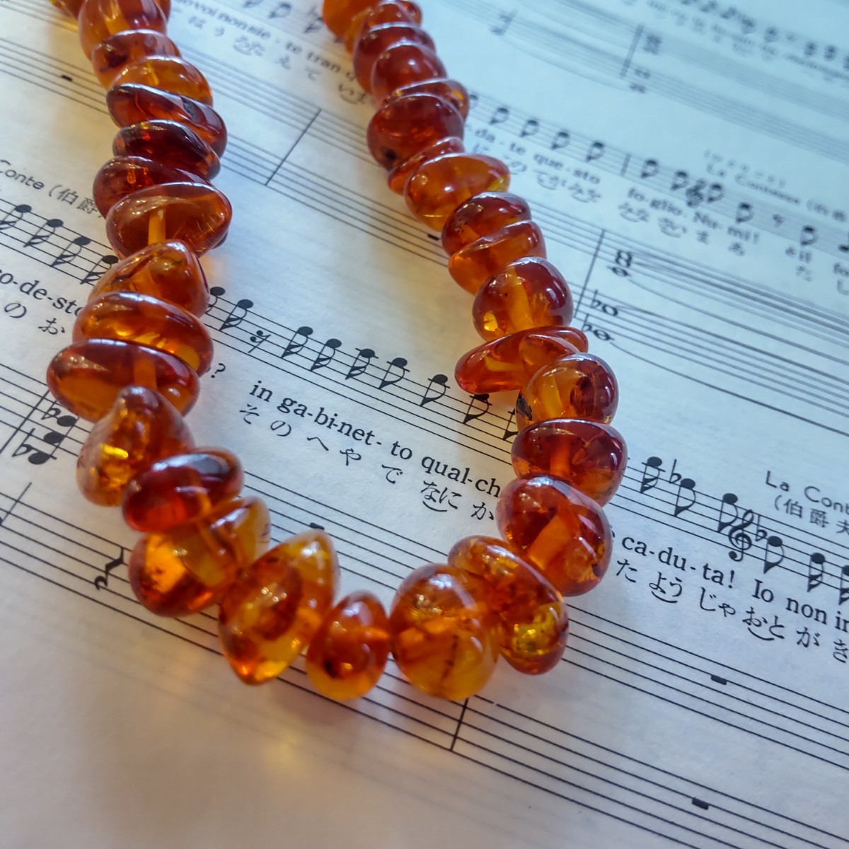 Yahoo!オークション - n12-4【琥珀 アンバー ネックレス】中古品 ヴィ...