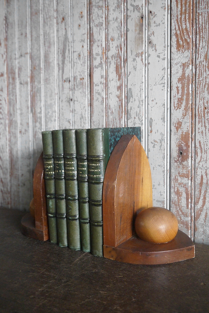 Yahoo!オークション - アンティーク ウッドブックエンド [az7-333]デコ...