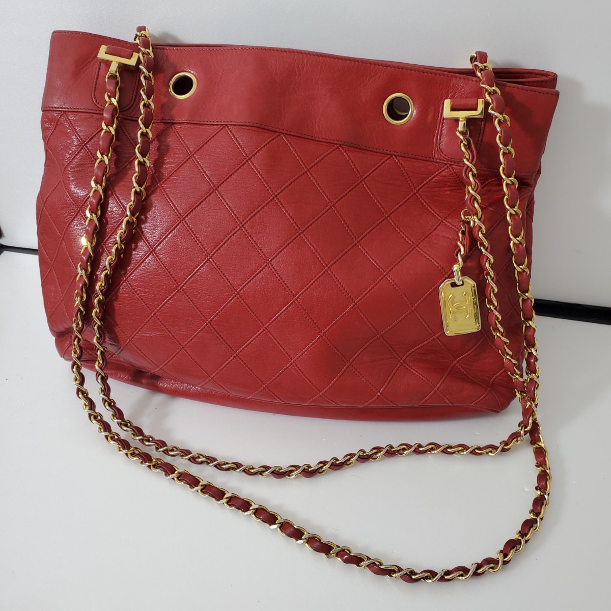 Yahoo!オークション - B64 美品 CHANEL シャネル ラムスキン チェーン ...