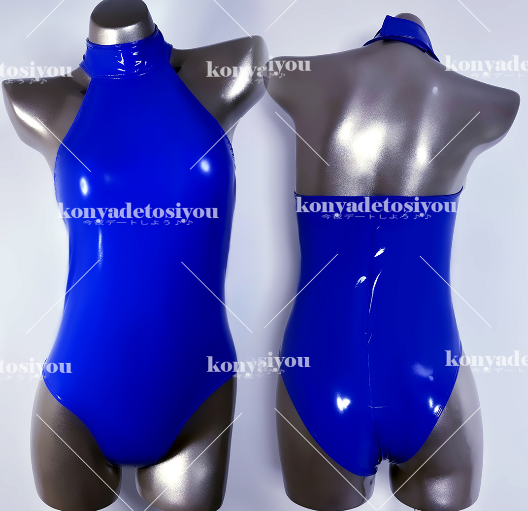 Yahoo!オークション - LJH23047ブルー 超光沢 バックシャン 水着風レオ...