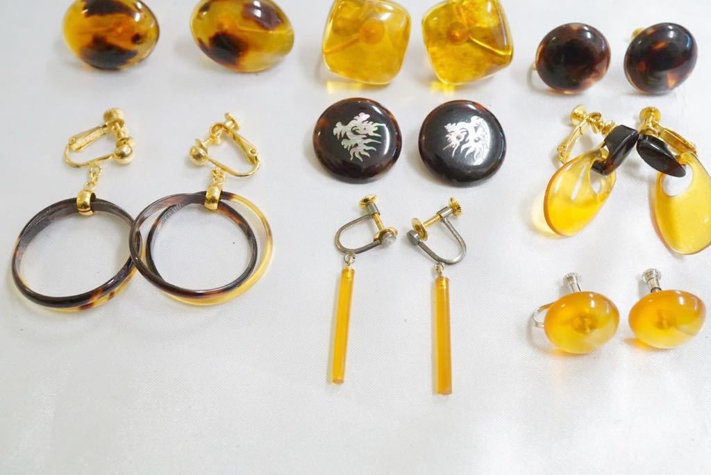 Yahoo!オークション - B396 本鼈甲 べっ甲 ヴィンテージ イヤリング 8...