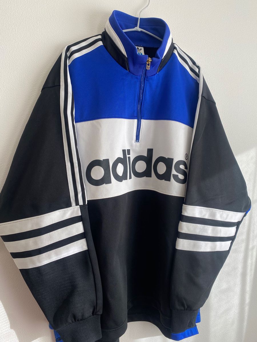adidas 90s 80s トレーナー ハーフジップ ビッグロゴプリント 袖 adidas 90s 80s トレーナー ハーフジップ ビッグロゴプリント 袖