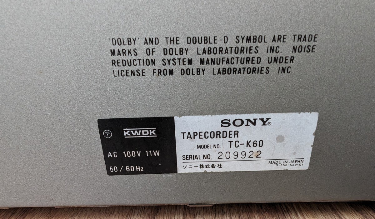 Yahoo!オークション - SONY カセットデッキTC-K60
