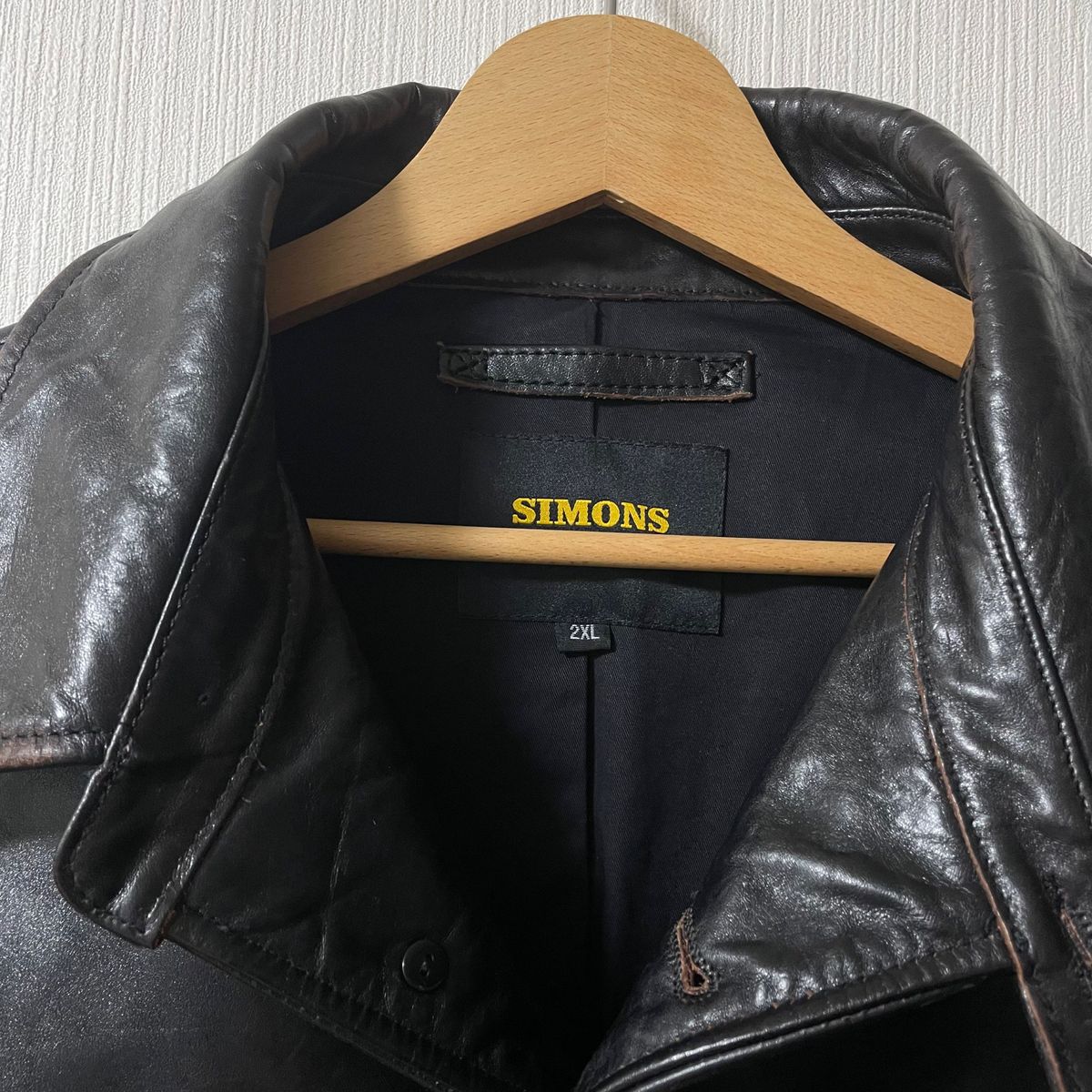 美品 simons レザーカーコート 茶芯ホースハイド 馬革 レザー 美品 simons レザーカーコート 茶芯ホースハイド 馬革 レザー