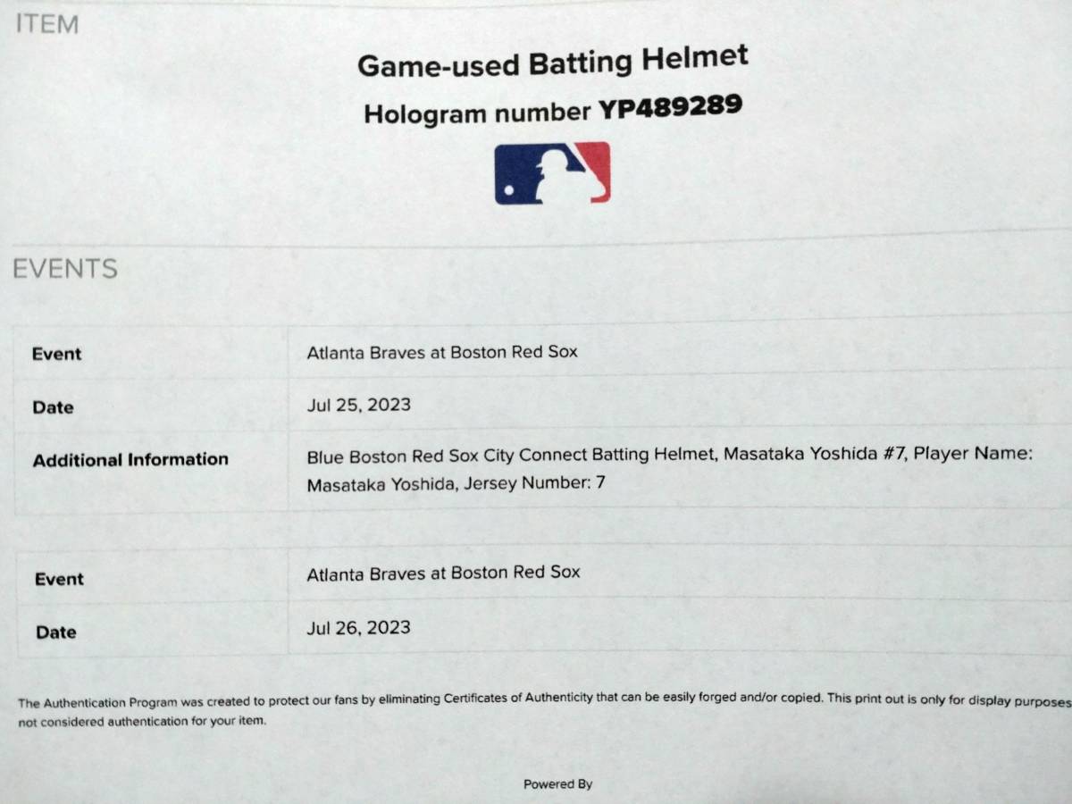 吉田正尚 実使用 ヘルメット MLB機構証明 検)大谷翔平 WBC 侍 吉田正尚 実使用 ヘルメット MLB機構証明 検)大谷翔平 WBC 侍