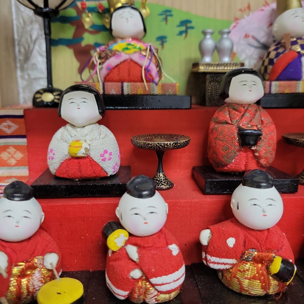 Yahoo!オークション - 昭和期 レトロ アンティーク 豆雛 雛人形 五段飾...
