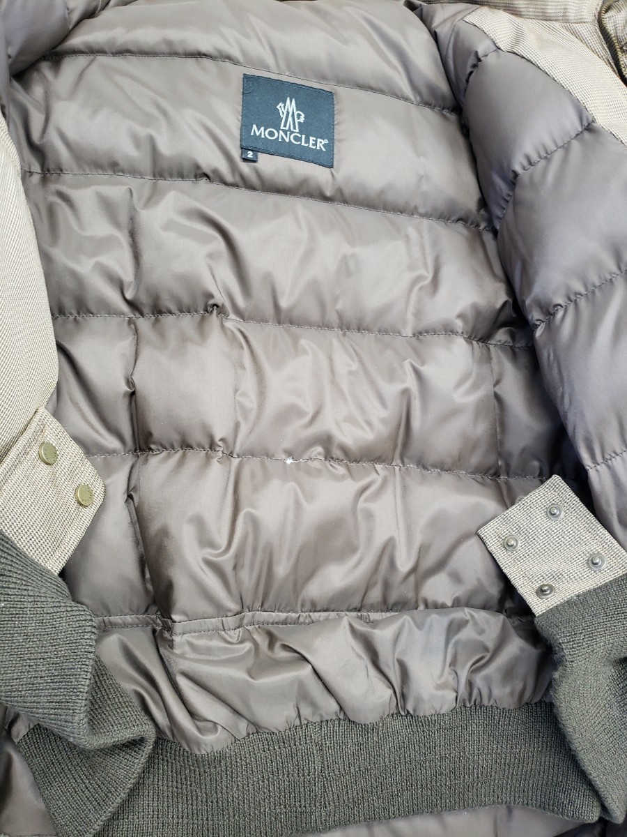 OLD MONCLERダウンハーフコート 千鳥格子 ブラウン 黒タグ size2 OLD MONCLERダウンハーフコート 千鳥格子 ブラウン 黒タグ size2