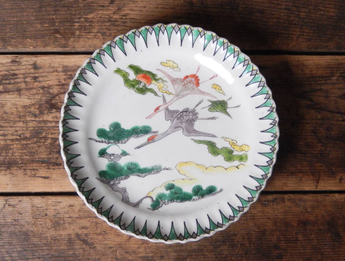 Yahoo!オークション - 【OAN】 古伊万里 色絵 鳥文 輪花 7寸 皿 骨董 ...