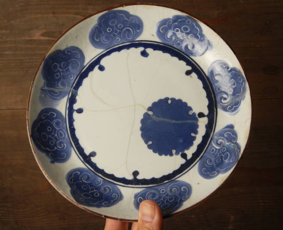 Yahoo!オークション - 【OAN】 古伊万里 染付 雪輪 中皿 角福 銘有 170...