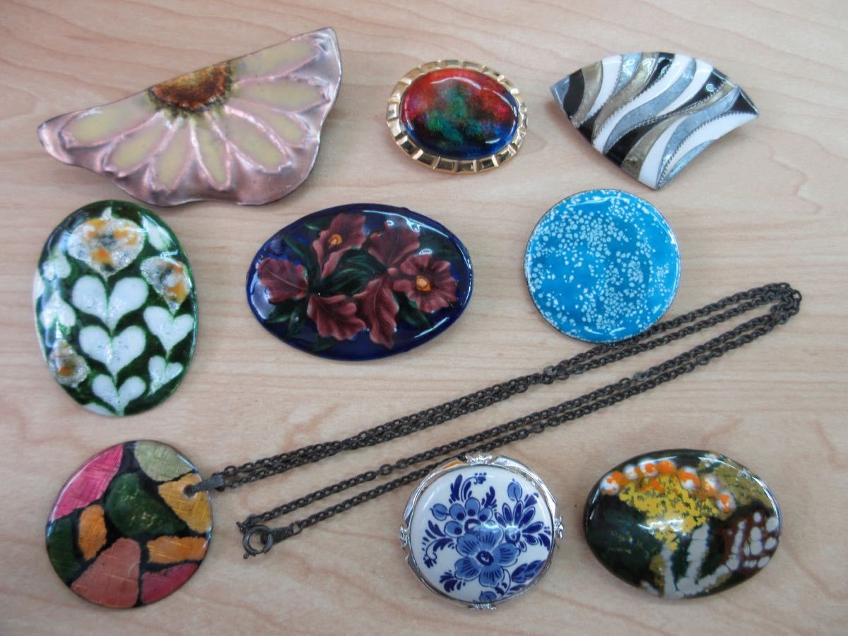 Yahoo!オークション - c79 焼き物系 ブローチ ネックレス 七宝焼 九谷...