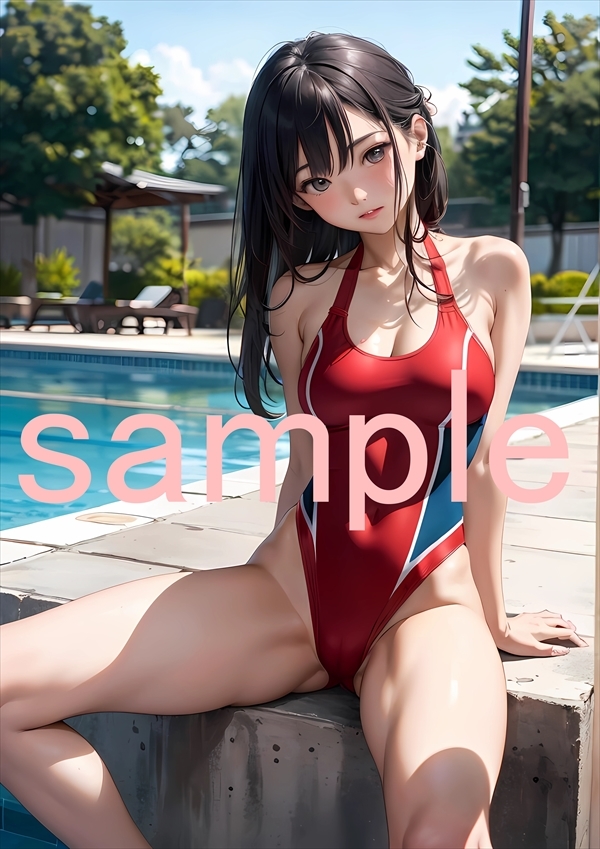 Yahoo!オークション - J381 競泳水着 オリジナルイラスト 女子高生 同...