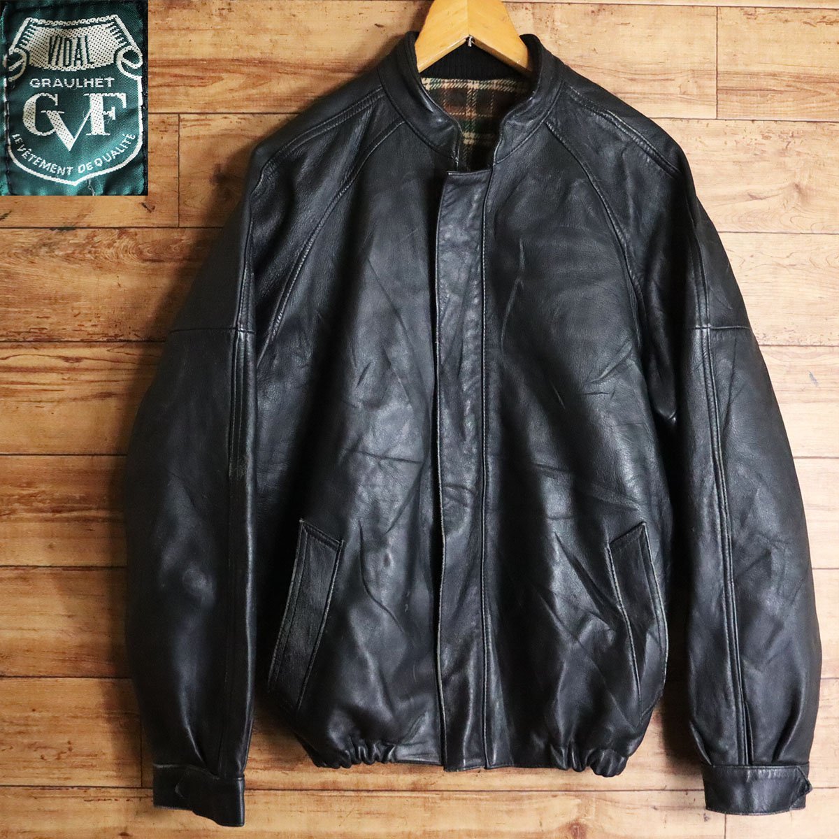 Yahoo!オークション - C3K/s7.3-1 70s～ フランス GVF レザージャケッ...
