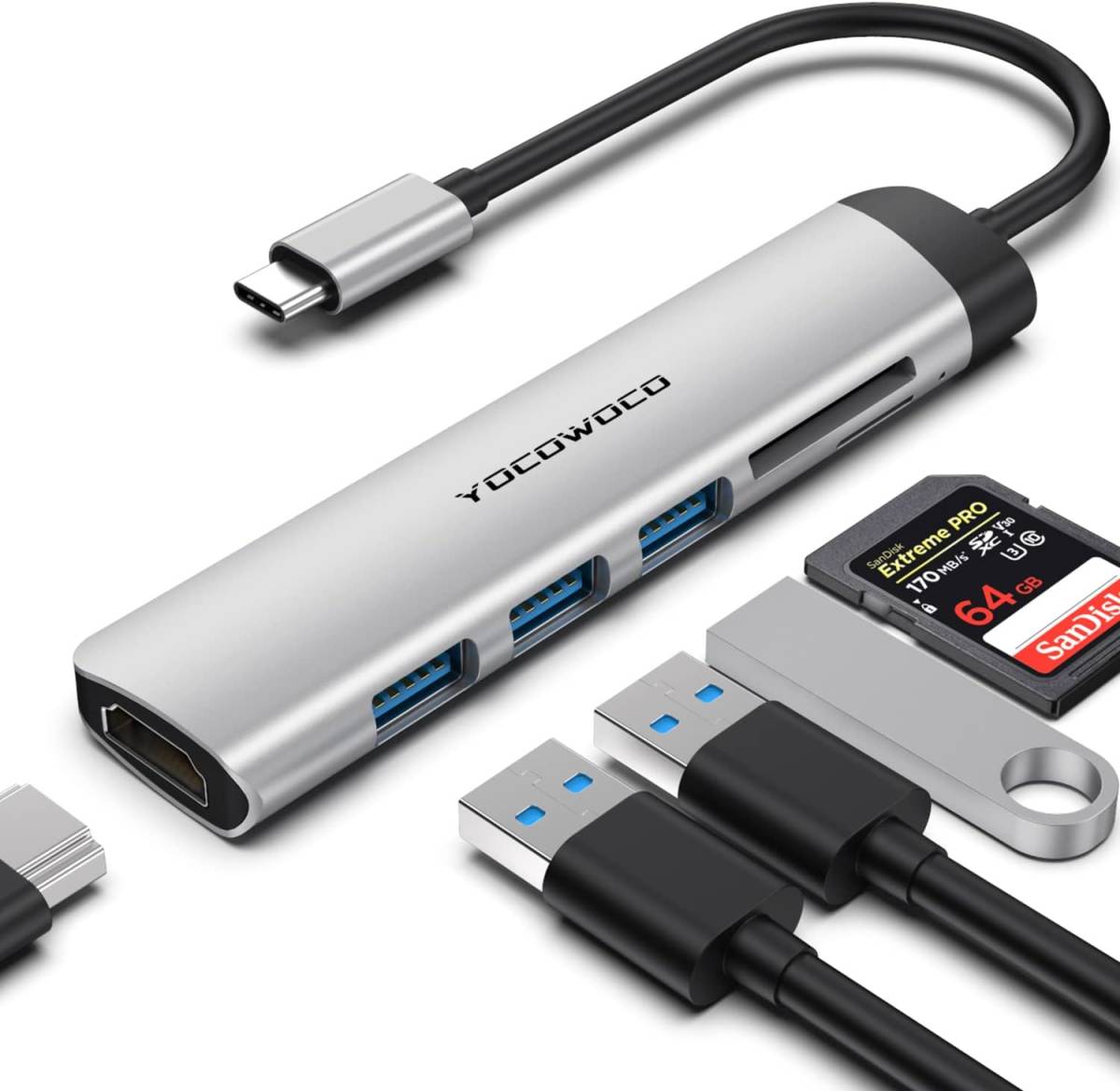 Yahoo!オークション - USB-C ハブ YOCOWOCO 6-in-1 USB ハブ Type-C 3 ...