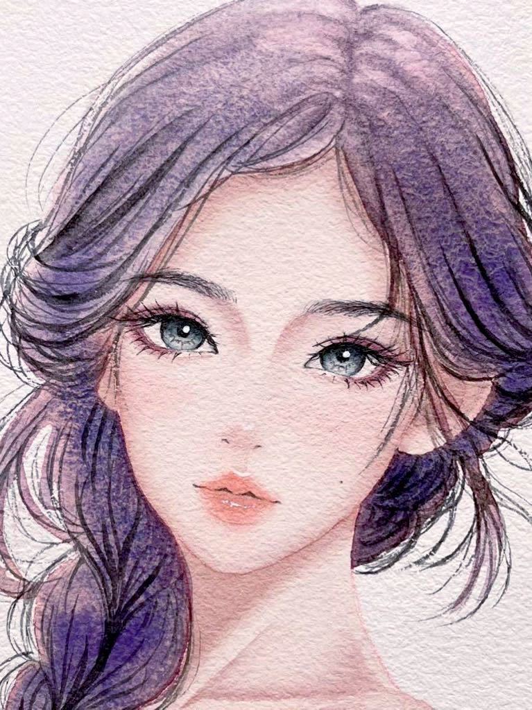 手描きイラスト 水彩原画 三つ編みの女の子136 イラスト 手描きイラスト 水彩原画 三つ編みの女の子136 イラスト