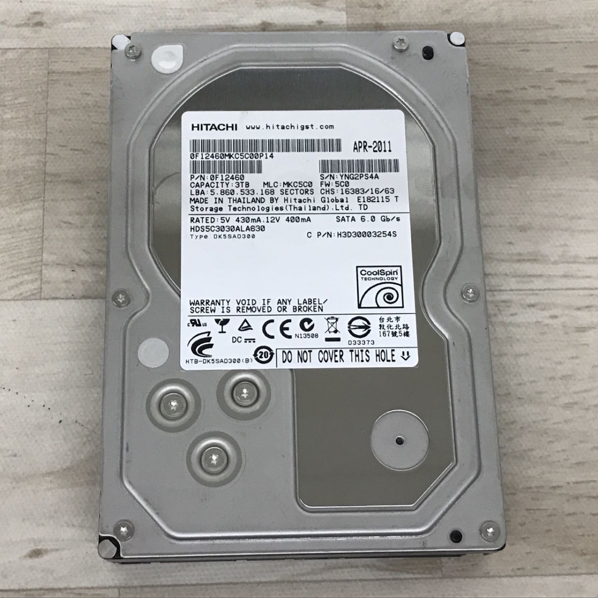 Yahoo!オークション - ④3TB Hitachi HDS5C3030ALA630 HDD ハードディ...