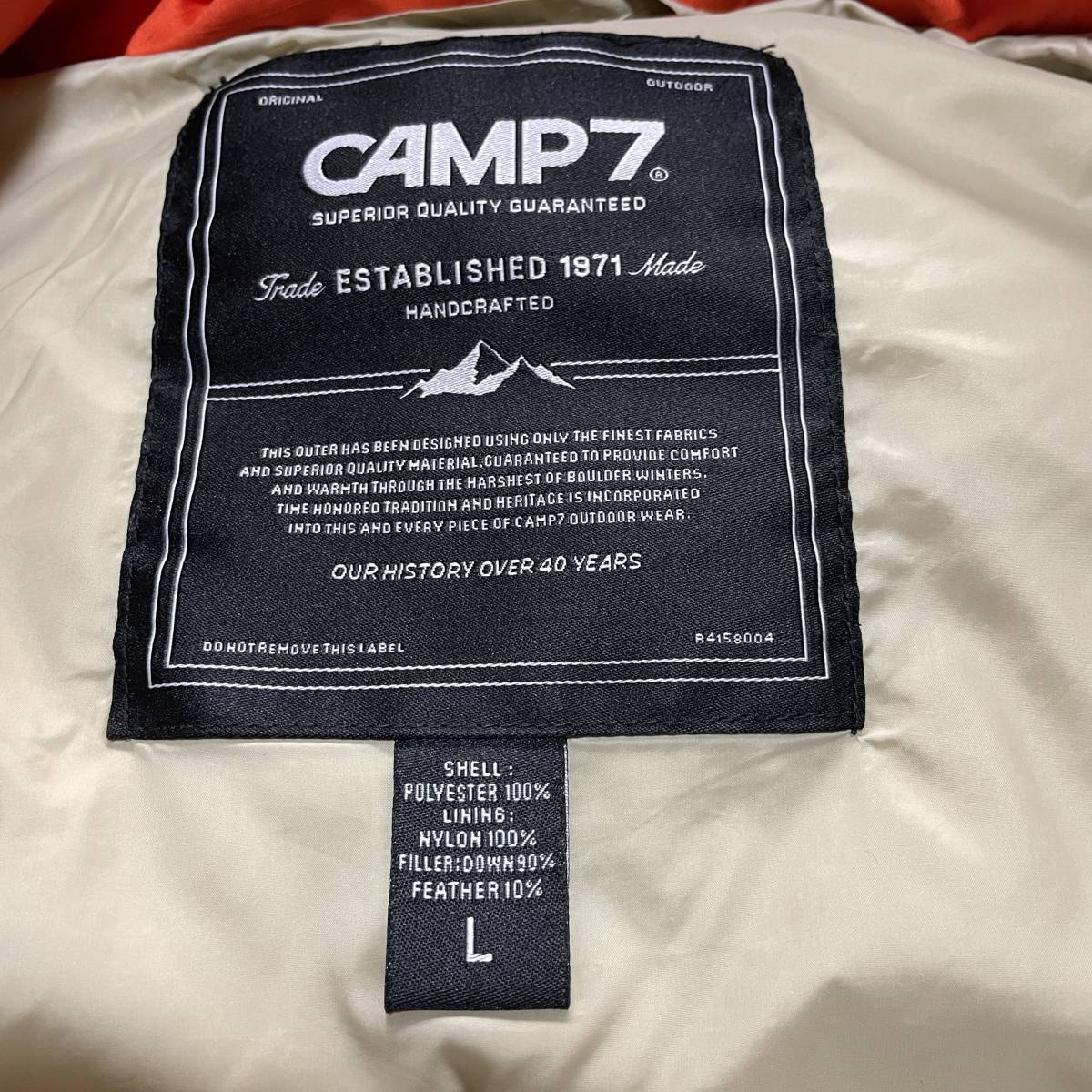 Yahoo!オークション - W-10 CAMP7/キャンプ7 サイズ L・オレンジ ダウ...