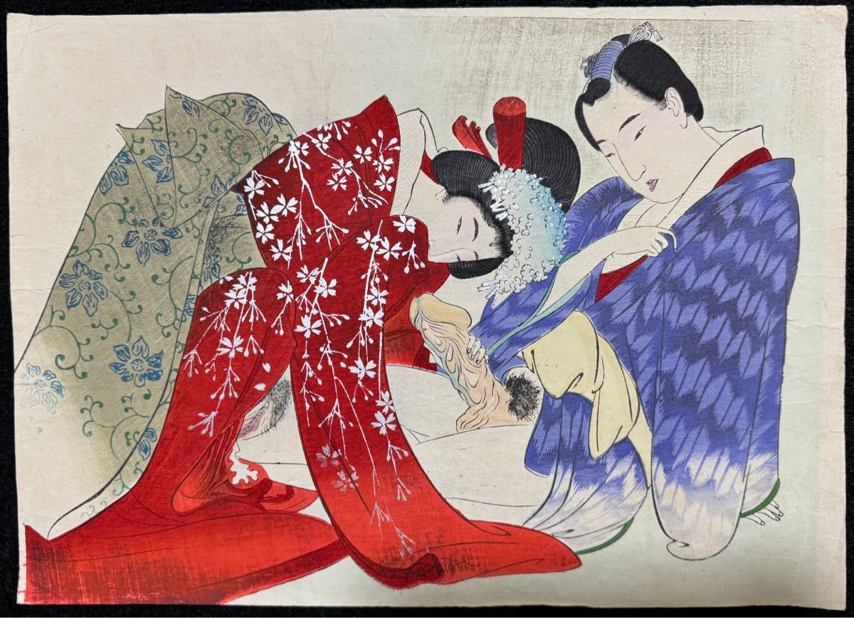 真作明治期春画 浮世絵 木版画 艶本 枕絵 秘画 裸婦 男根 春宮図 錦絵 サイズ約325x235cm 7美人画|売買されたオークション情報、yahooの商品情報をアーカイブ公開