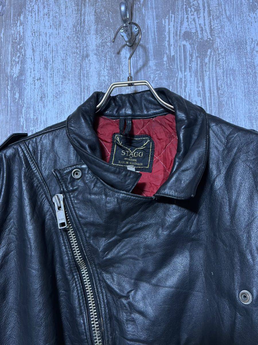 STAGG 古着 短丈 レザージャケット 革ジャン ライダーズ STAGG 古着 短丈 レザージャケット 革ジャン ライダーズ
