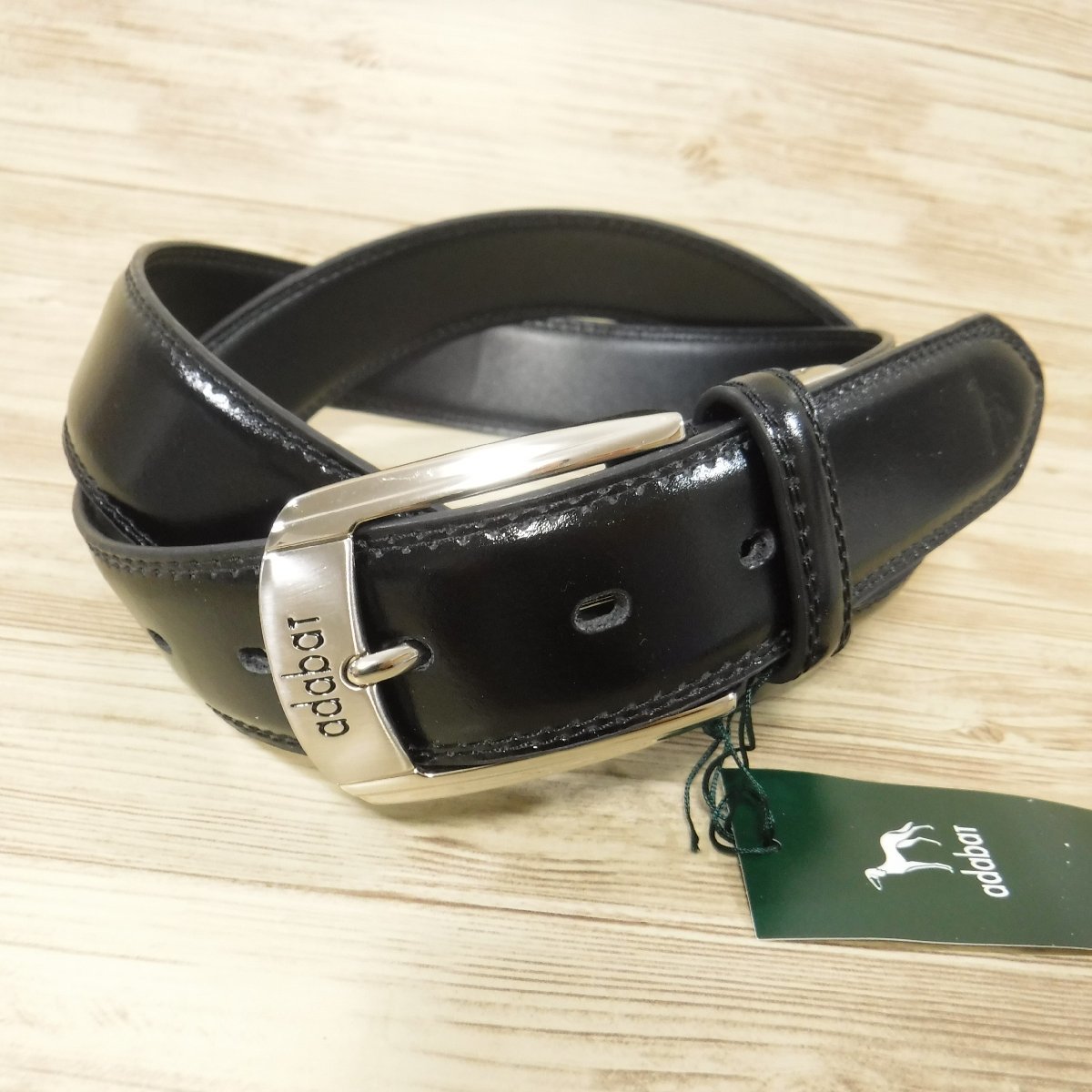 Yahoo!オークション - V659 アダバット 新品 黒 35mm ロゴバックル 艶...