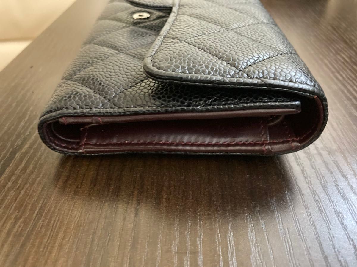 美品 CHANEL シャネル 長財布 キャビアスキン ブラック ココ 美品 CHANEL シャネル 長財布 キャビアスキン ブラック ココ