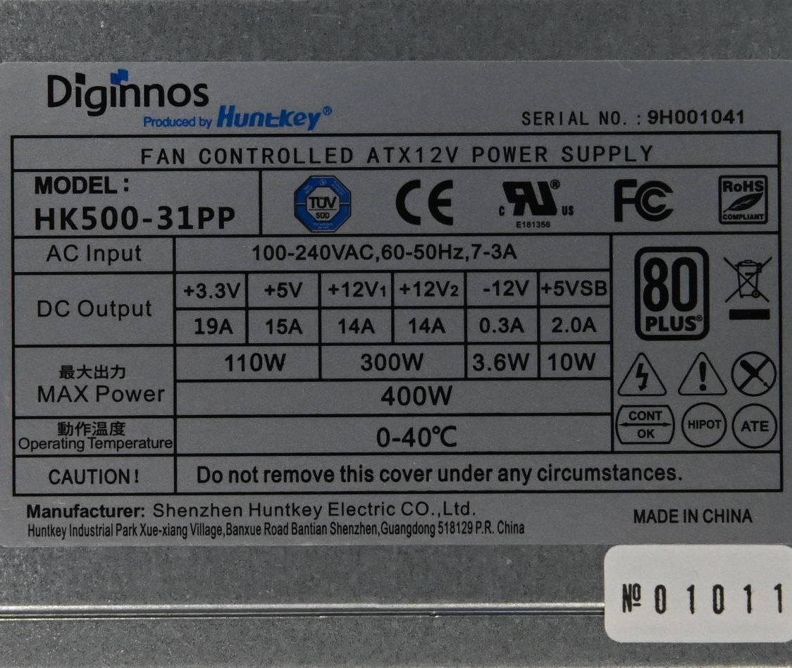 Yahoo!オークション - 動作保証 電源 ATX400W Diginnos Huntkey HK500-...