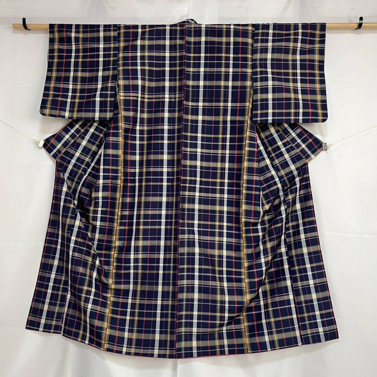 【wellriver】 本場縞大島紬 格子柄 正絹 着物 リメイク 材料 和服 和装 #B118！｜代購幫