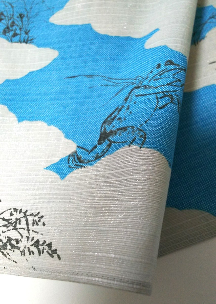 Yahoo!オークション - M56-101 綿 チーフ風呂敷 「雲取り・鳥獣戯画/ブ...