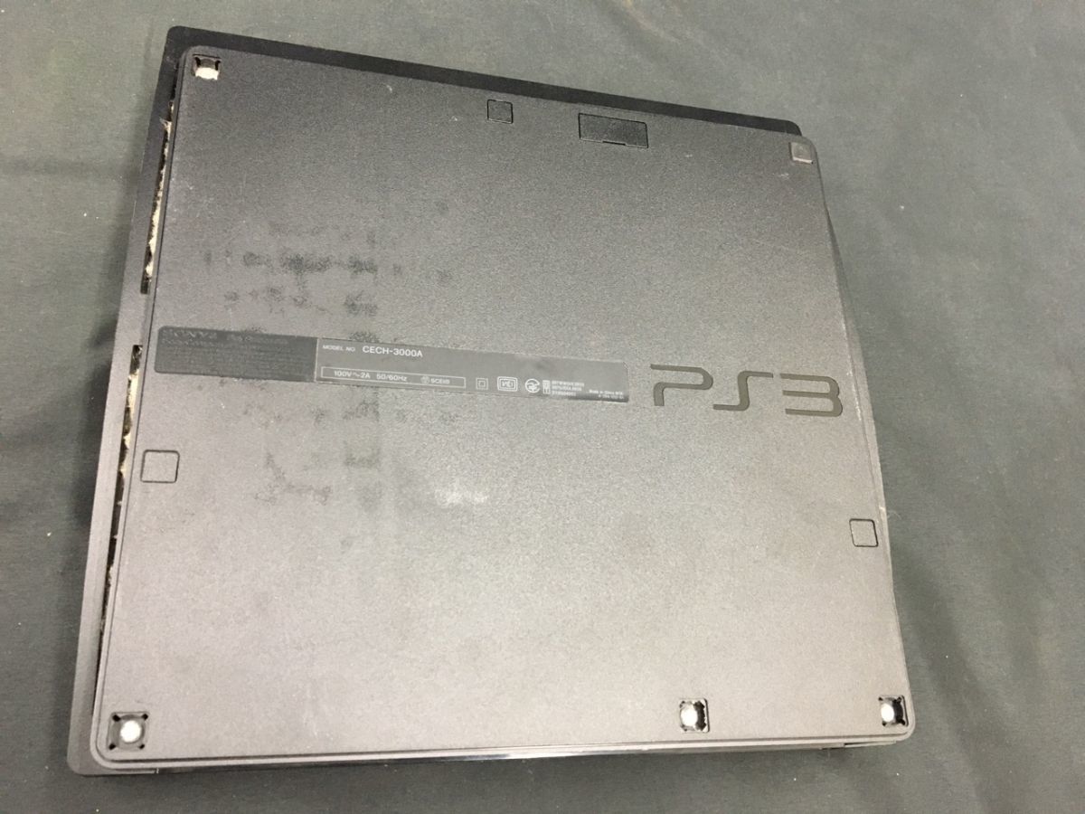 0104-222MK⑨5552 ゲーム機本体 通電 SONY ソニー PlayStatiion3 PS3 プレイステーション CECH-3000A ブラック コントローラー2つ(PS3本体 ...