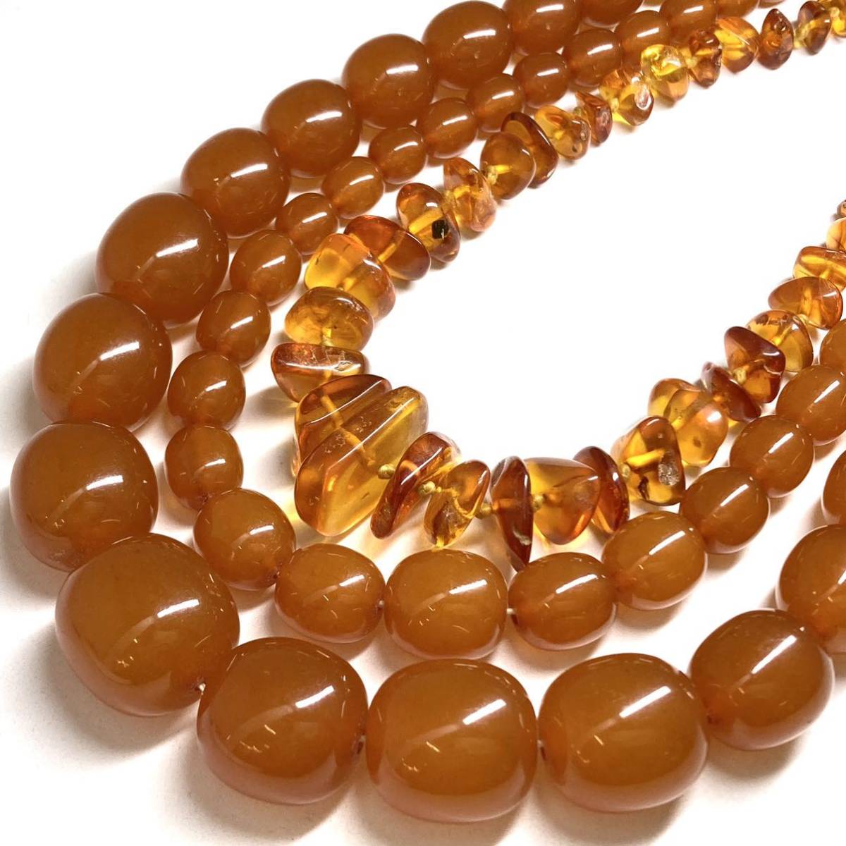 Yahoo!オークション - [琥珀・鼈甲ネックレス3点おまとめ]j 約121g ...