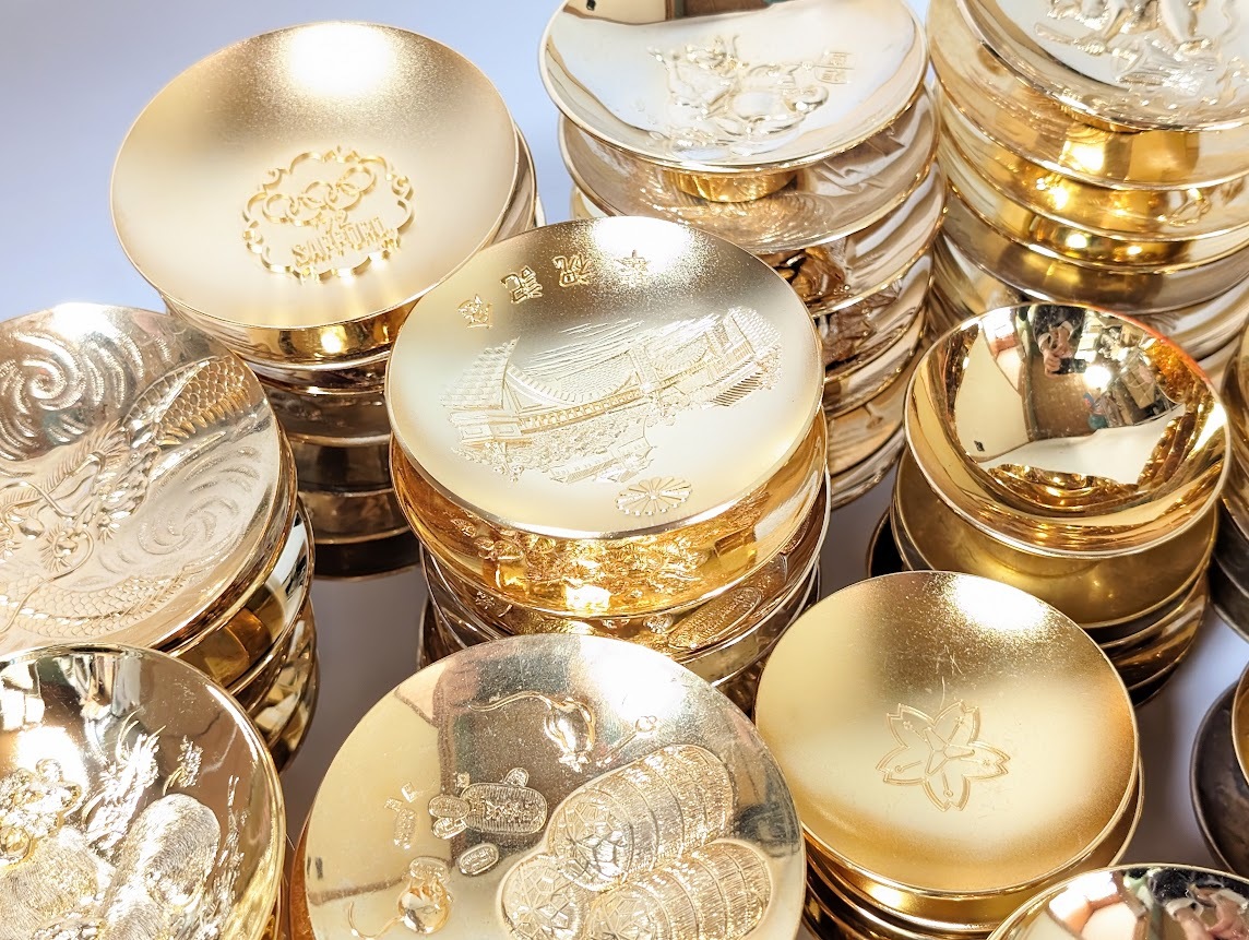 Yahoo!オークション - S1 金メッキ 金杯 盃 徳利 お猪口 K24GP 24KGF ...